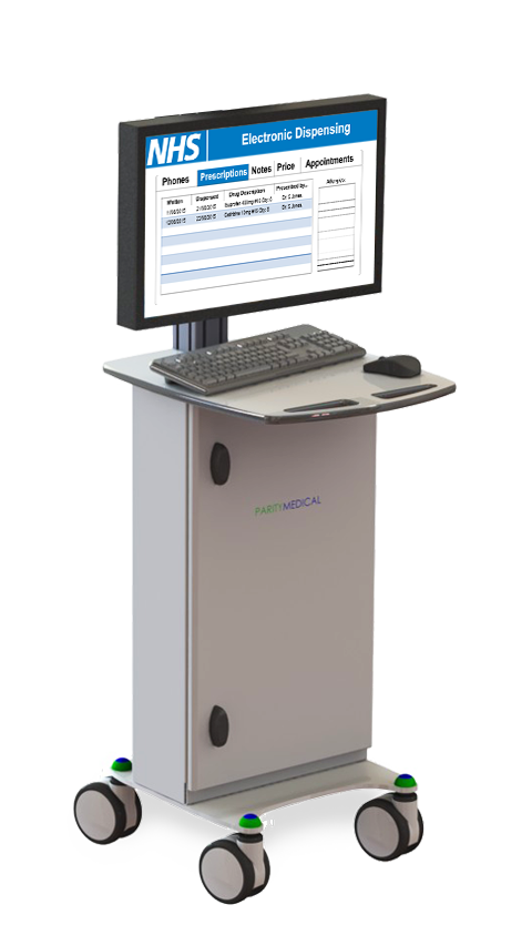 Widescreen Computer on Wheels | Hygia Widescreen Ortho Cart | Parity ...